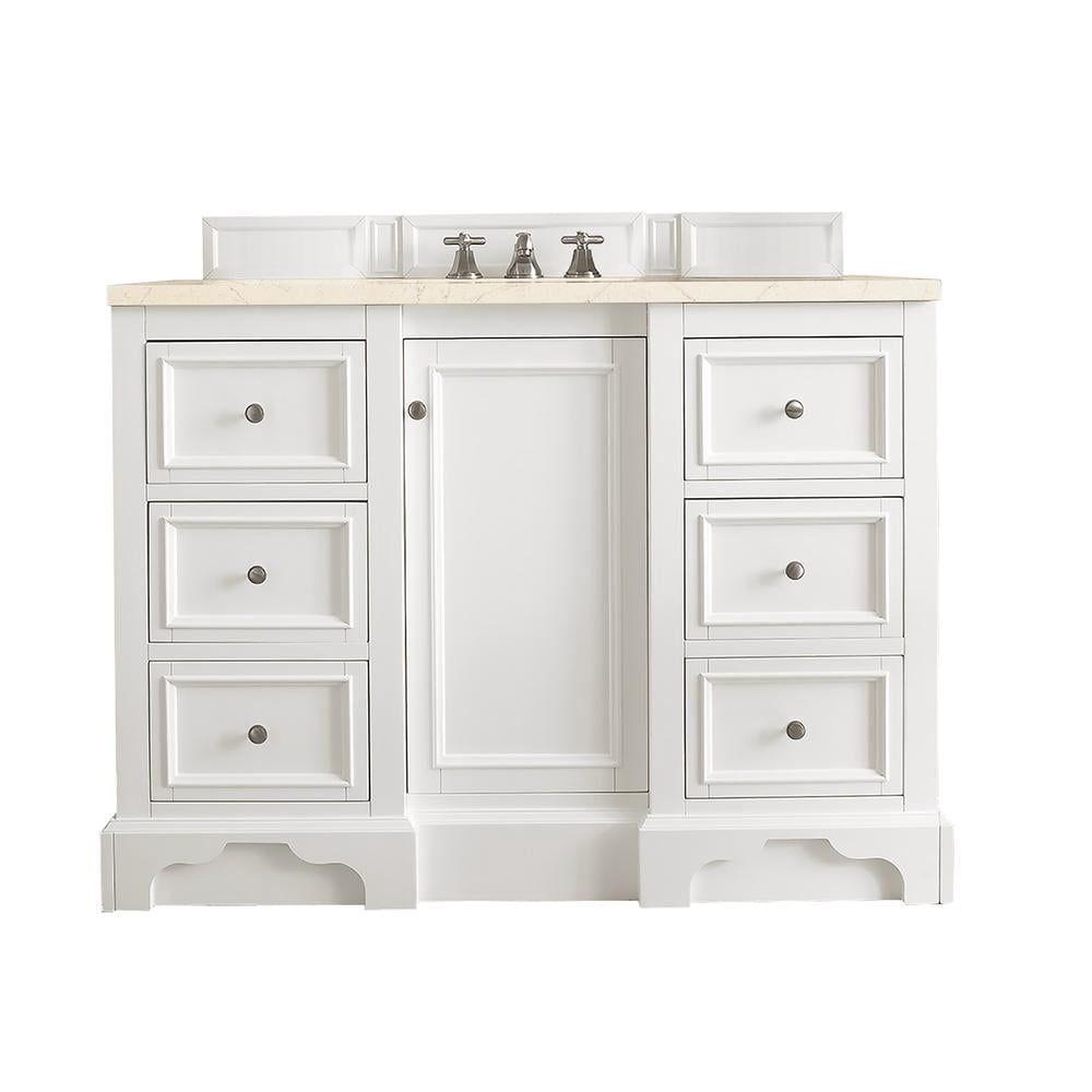 James Martin Vanities De Soto 48" Single Vanity, Bright White w/ 3 CM Eternal Marfil Quartz Top ...