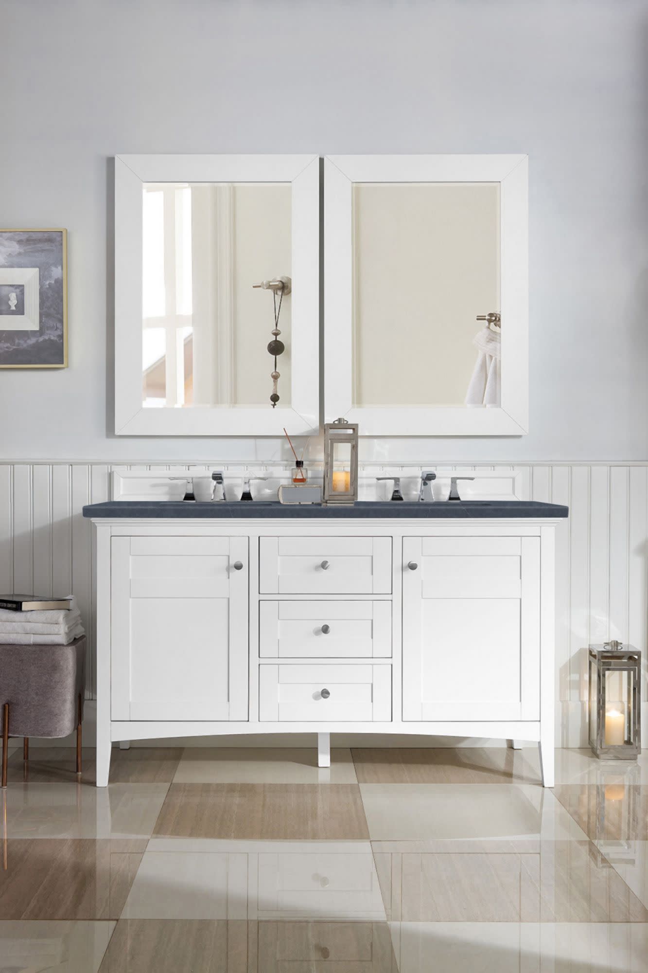 James Martin Vanities Mercer Island 59" Double Vanity, Ash Gray w ...