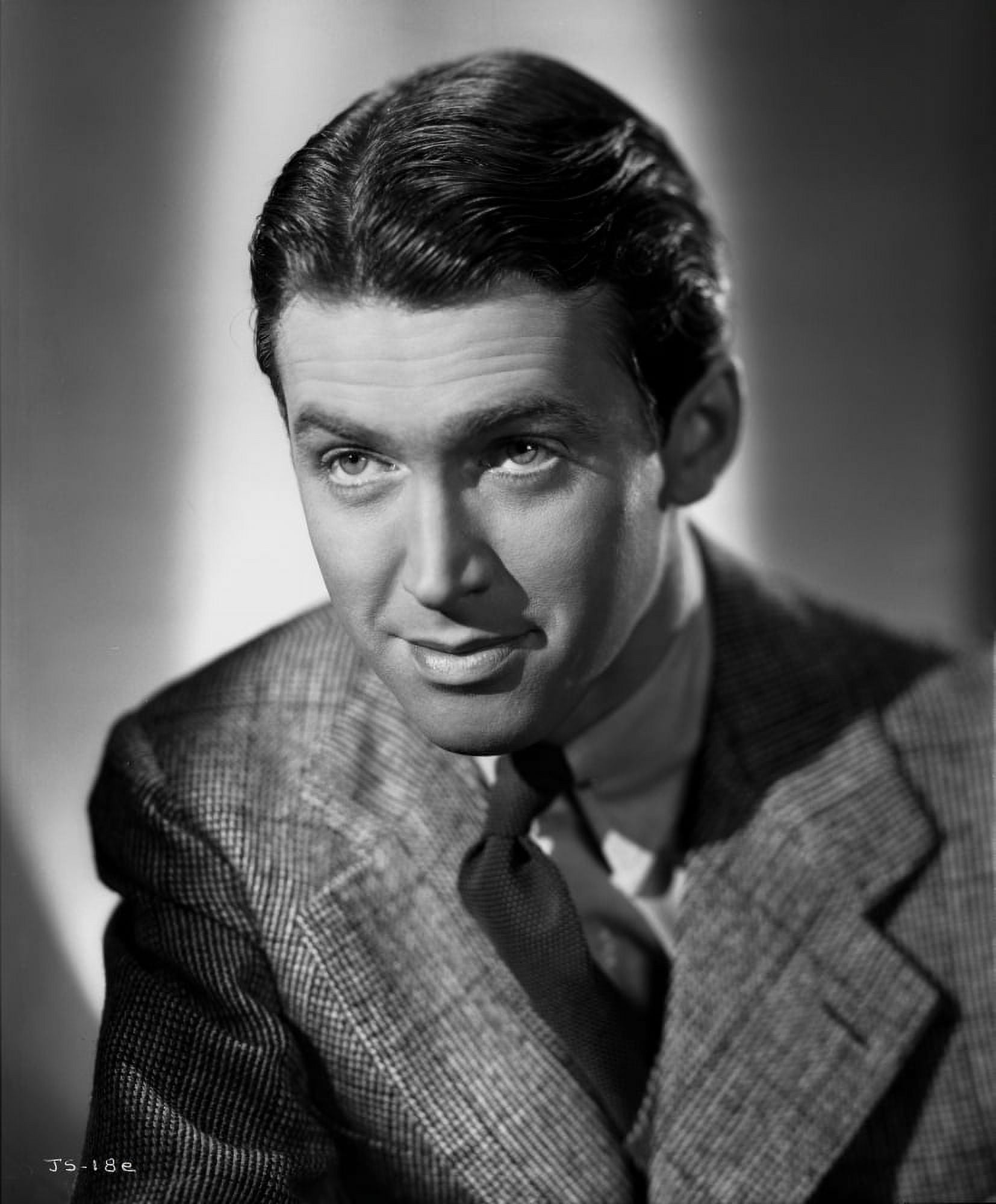 James Stewart Posed in Grey Corduroy Suit and Black Silk Necktie with ...