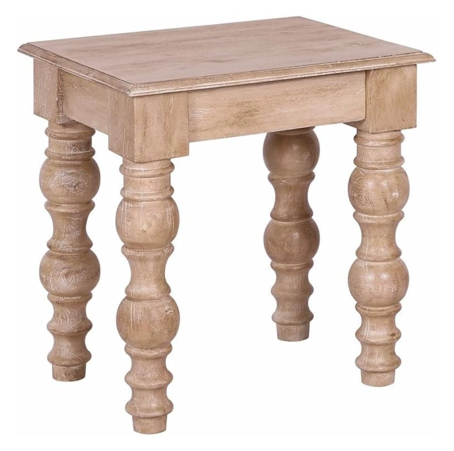 James Turned Leg Farmhouse Wood Side Table in Natural - Walmart.com