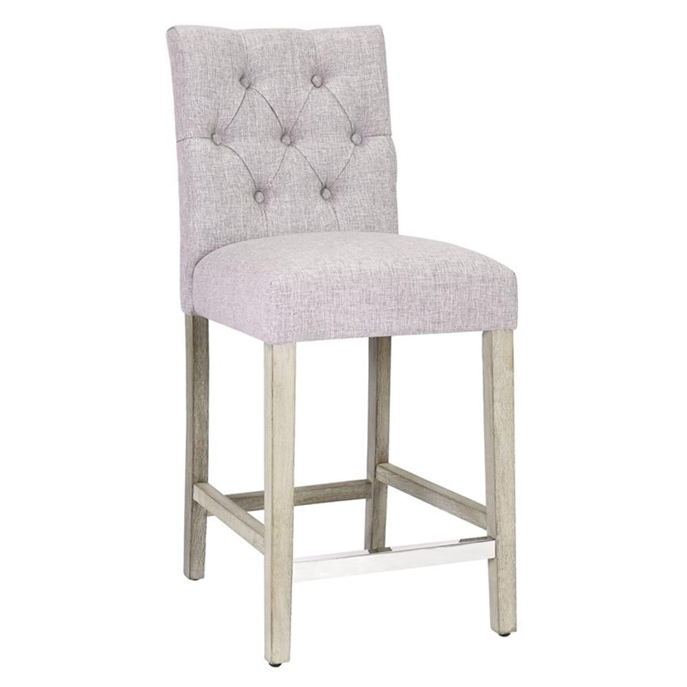 Jameson 24" Linen Fabric Tufted Upholstered Bar Stool/Antique Gray ...