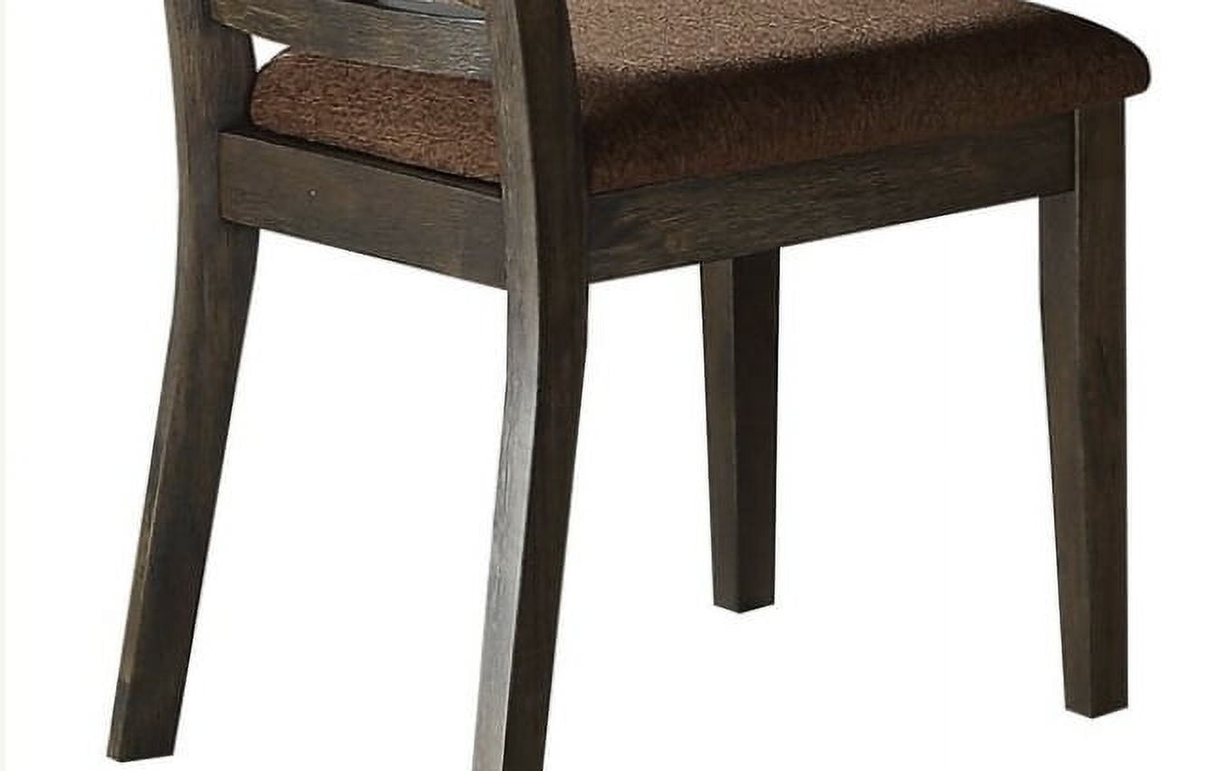 Jameson Brown Fabric & Espresso Finish Armless Side Chair (Set of 2 ...