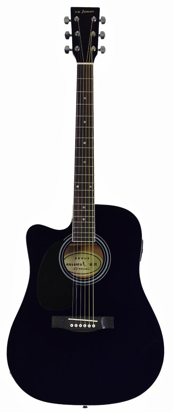 Jameson Guitars Black Left Handed Thinline Full Size Acoustic Electric ...