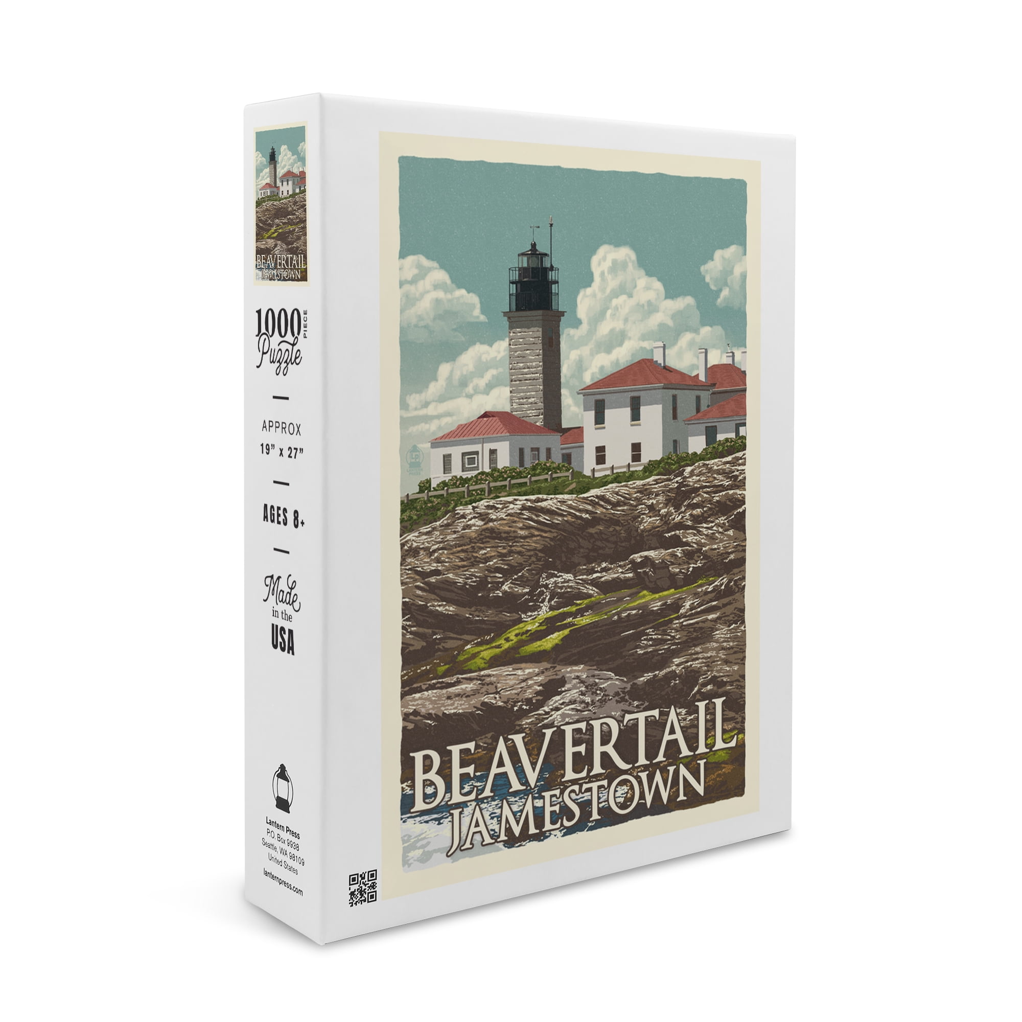 Jamestown, Rhode Island, Beavertail Lighthouse, Letterpress (1000 Piece ...