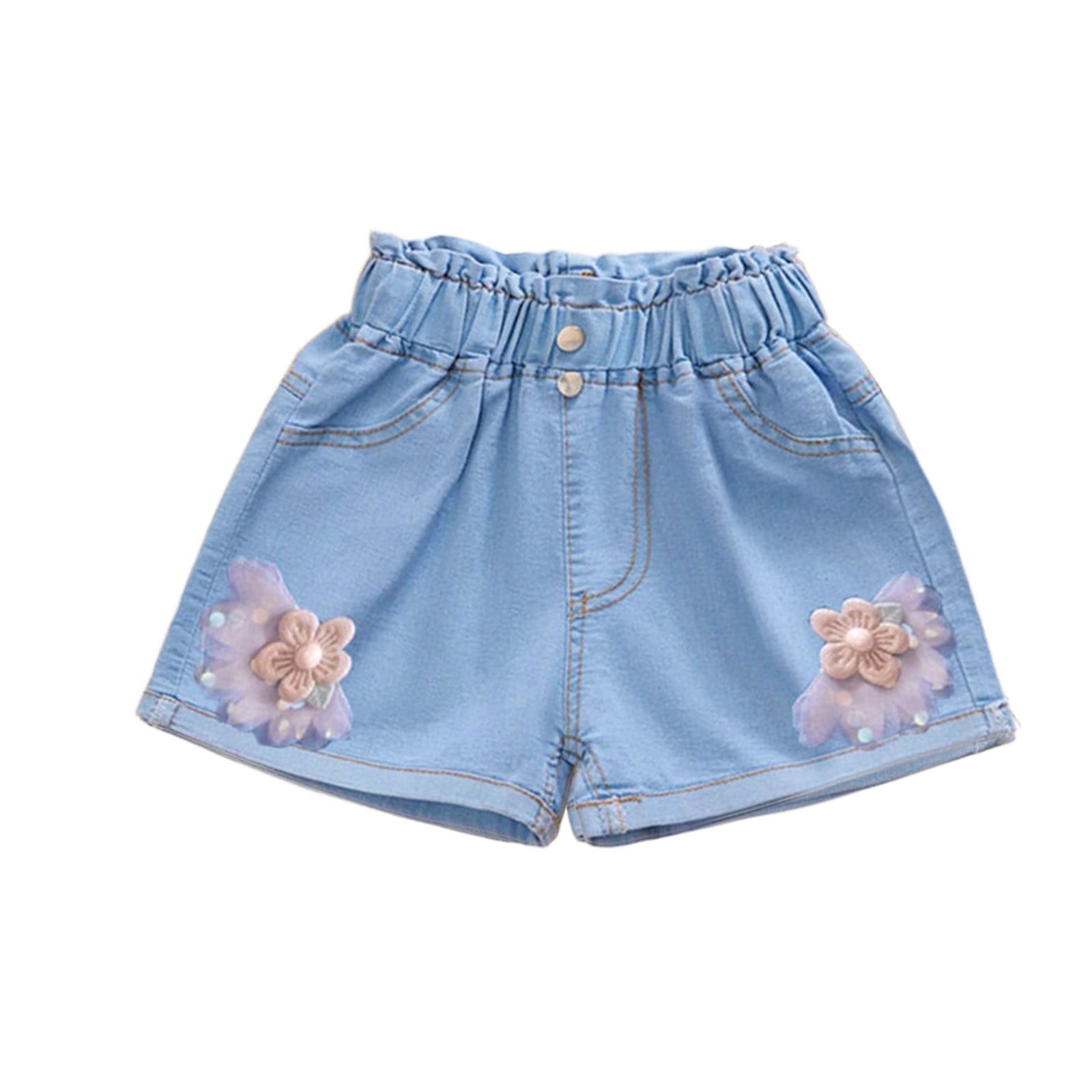 Jamicy Childrens Jean Shorts Beach Wear Denim Shorts Kid Girls Elastic ...
