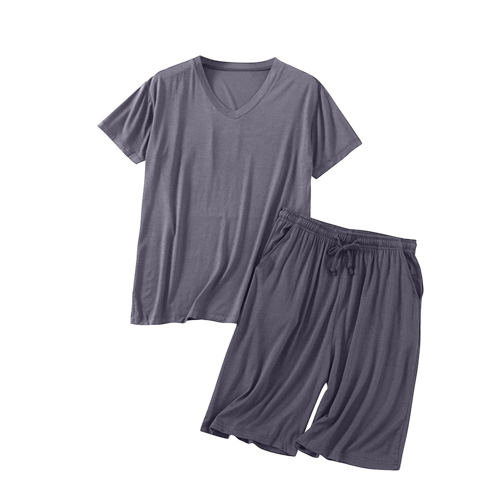 Jamicy Comfy Pajamas for Men Set Father's Day Gift Men Fashion Solid ...