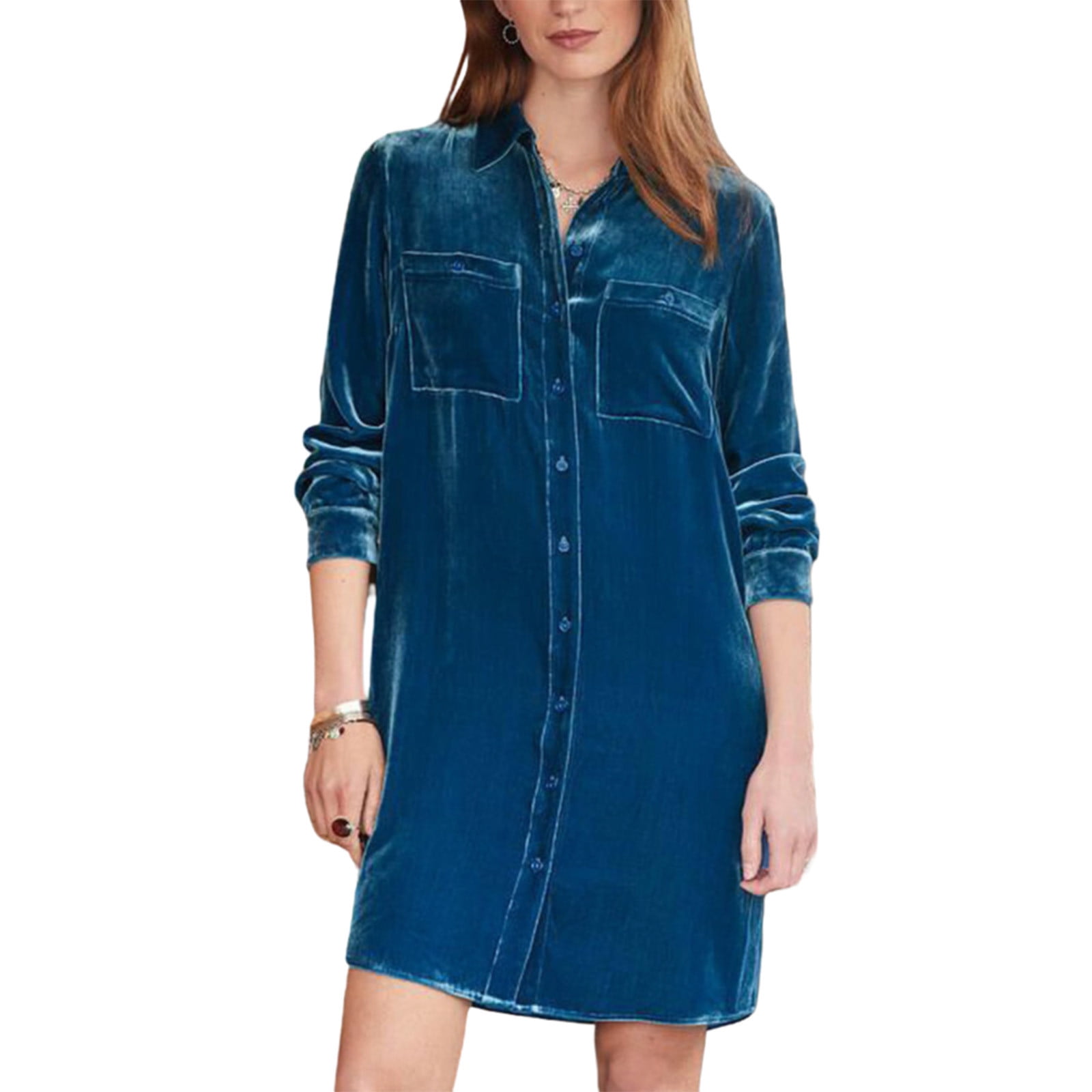 Jamicy Dress for Women Elegant Spring Dresses Button Down V Neck Swing ...