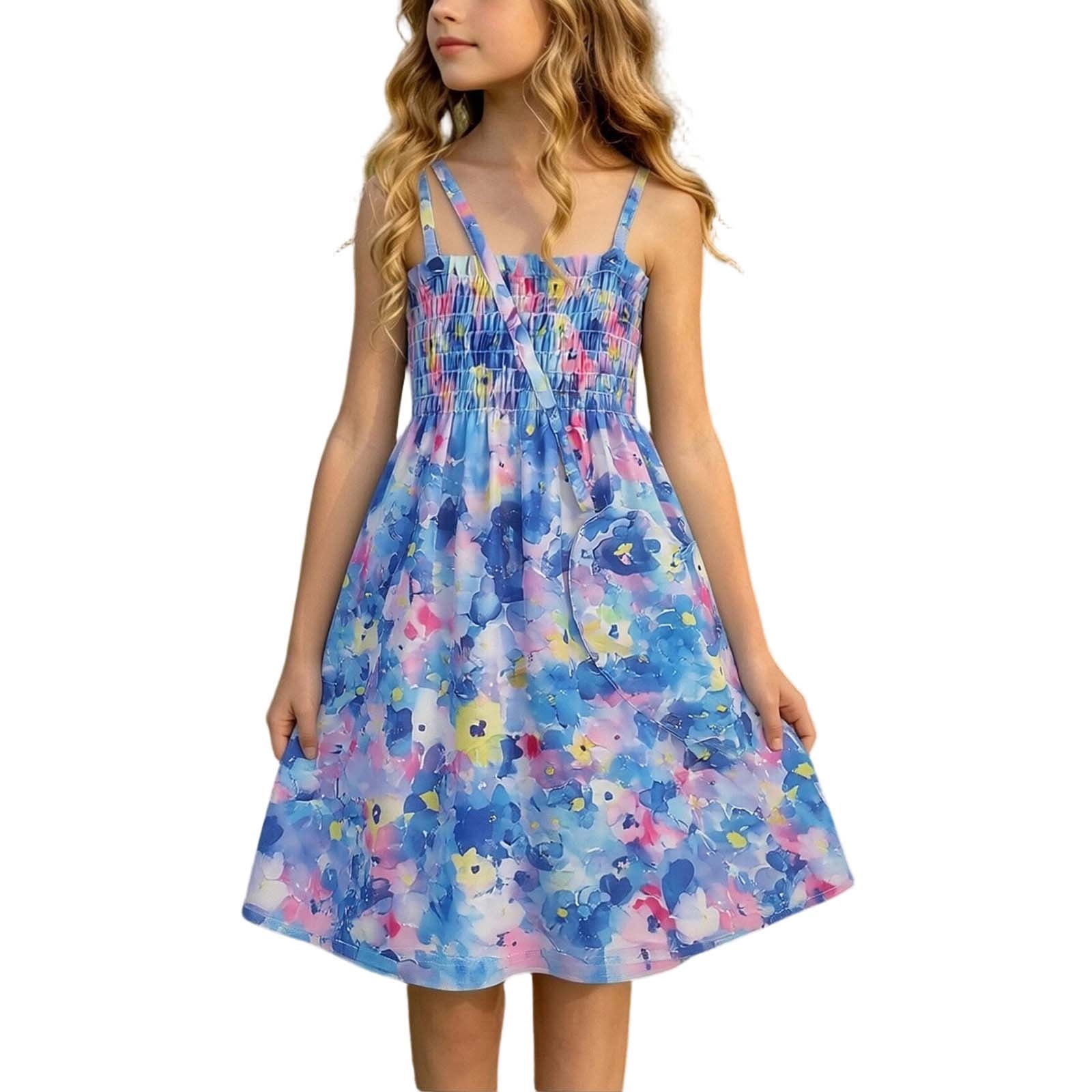 Jamicy Dresses for Girls 2026 Sleeveless Adjustable Strappy Dress Beach ...