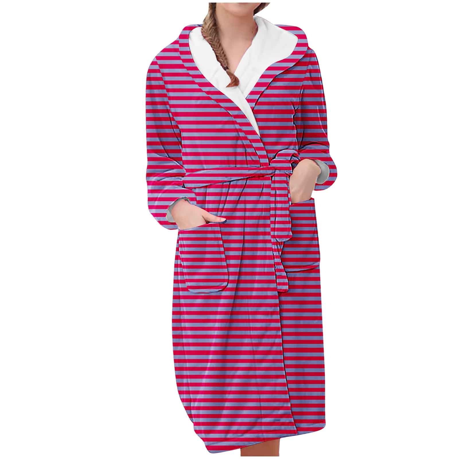 Jamicy Fluffy Robes for Women Robes for Women Flannel Long Sleeve ...