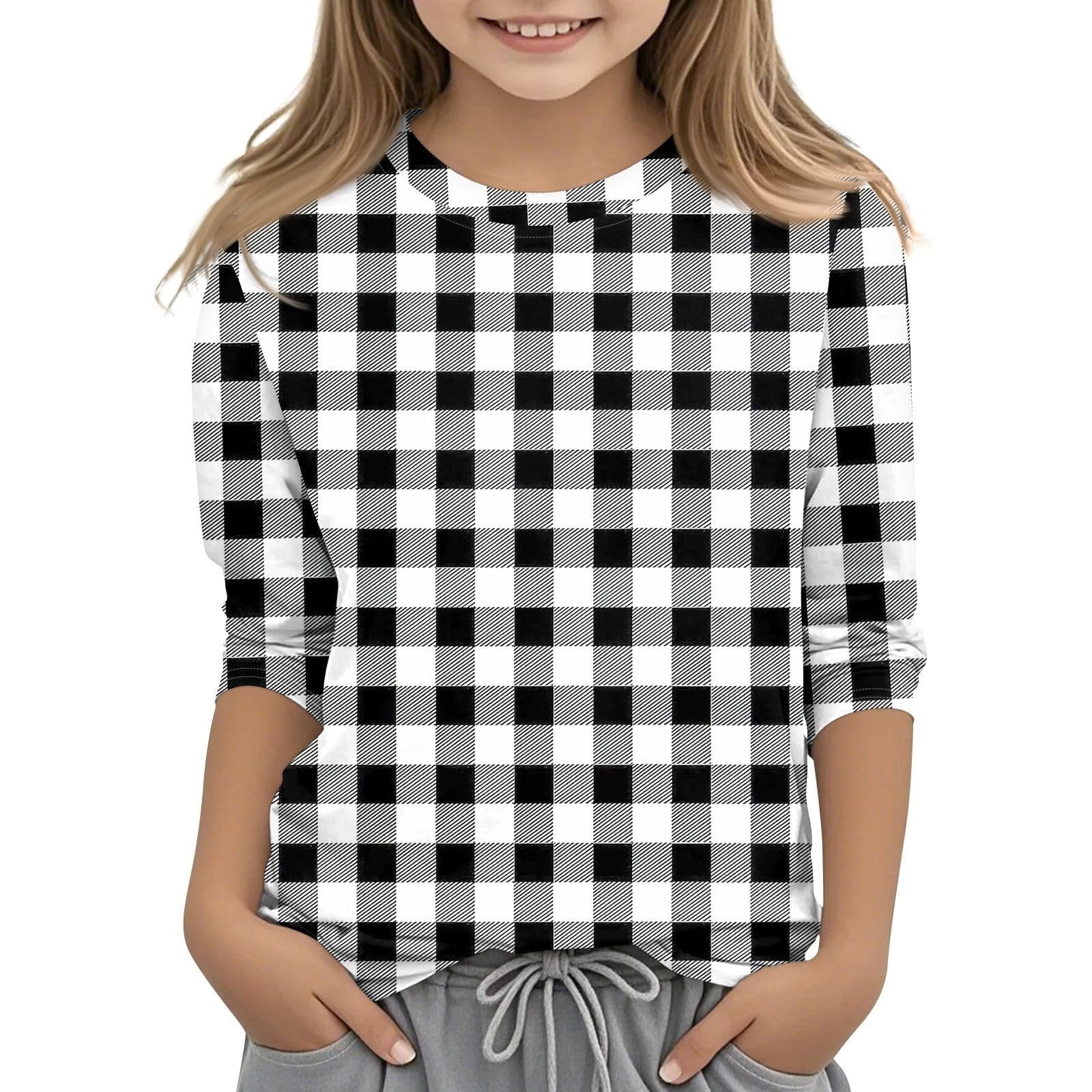 Jamicy Girls Long Sleeve Tops Fashion Pattern Children's Casual ...