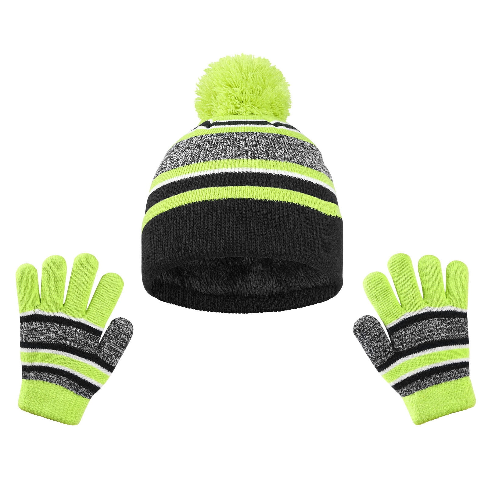 Jamicy Kids Gloves and Hats for 4-10 Year Boys and Girls 2pcs Kids ...