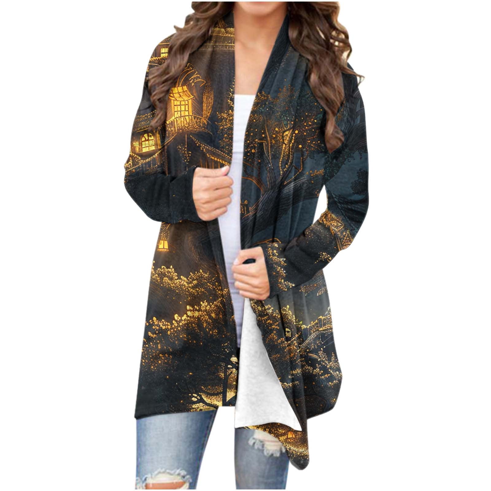 Jamicy Lightweight Fall Cardigan for Women 2025 Halloween Print Funny ...