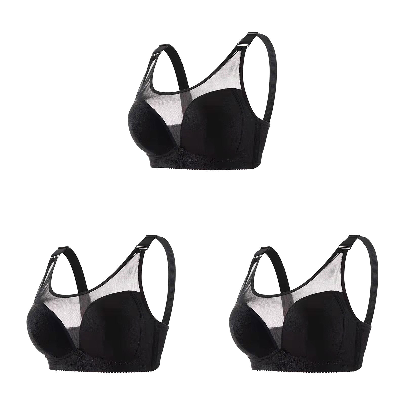Jamicy Plus Size Bras for Women No Underwire 3pcWomen's Sexy Adjustable ...