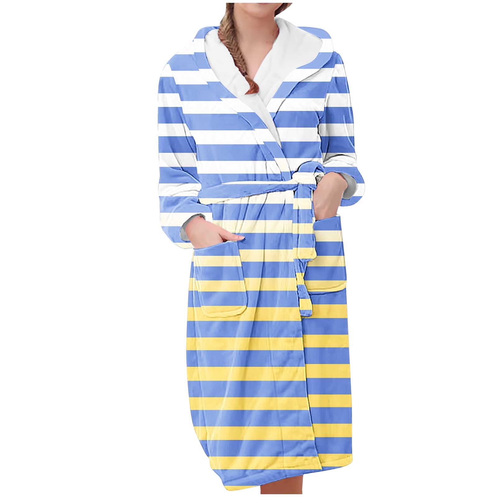 Jamicy Robes for Women Bathrobe Robes for Women Flannel Long Sleeve ...