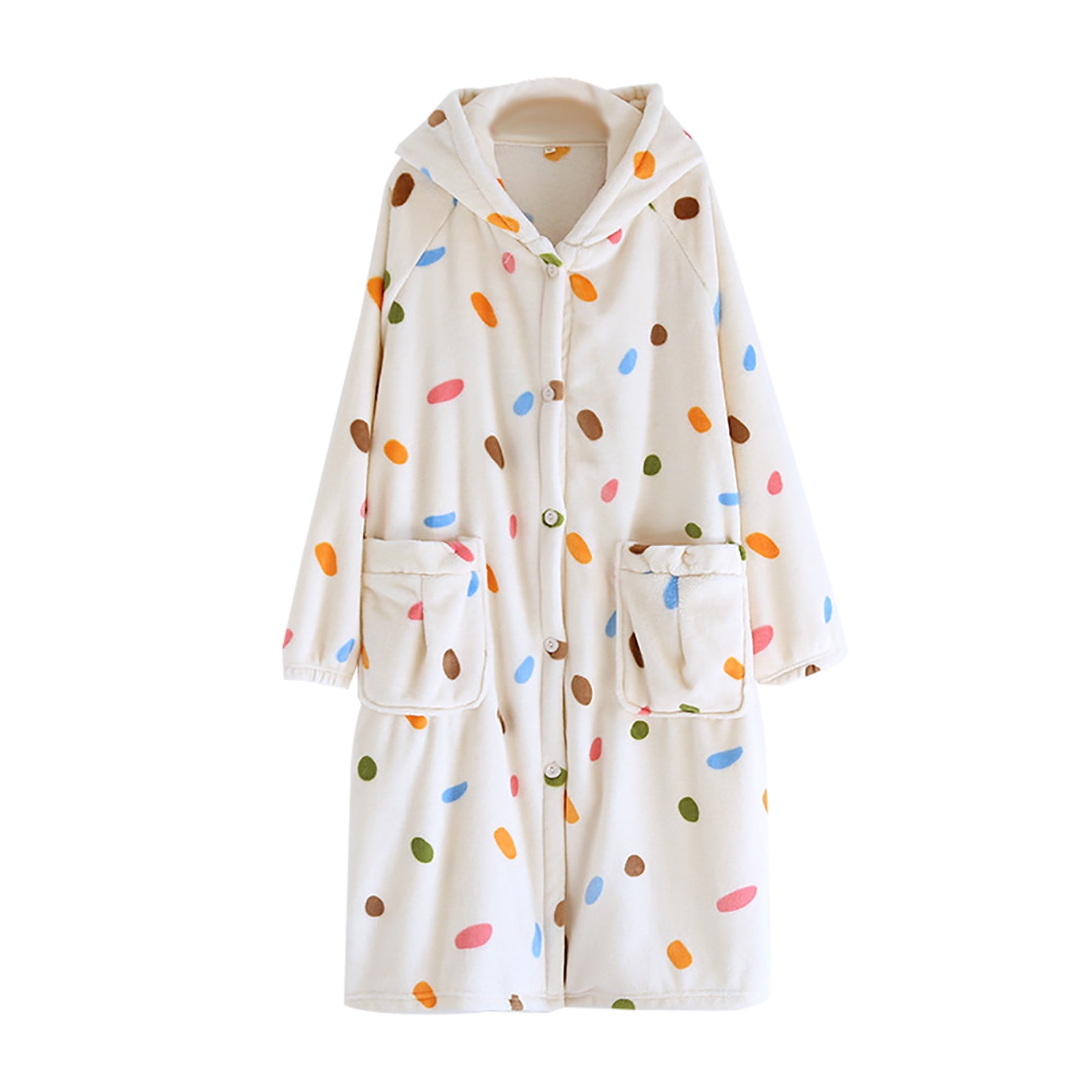 Jamicy Robes for Women Fleece Robe Women Heart Graphic Fleece Hooded ...