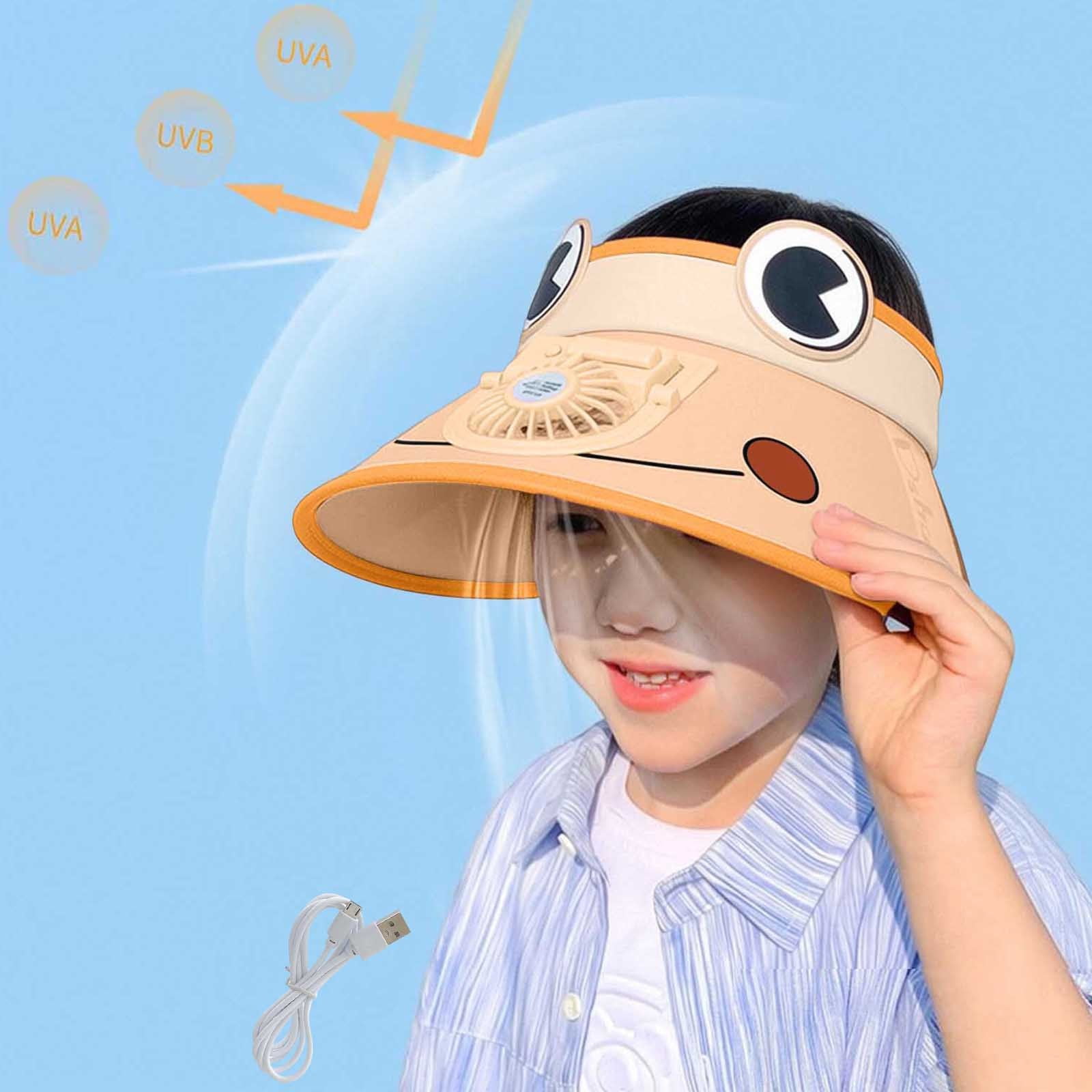 Jamicy Sun Hat for Kids Sun Visor Hat With USB Charging Fan, Cute ...