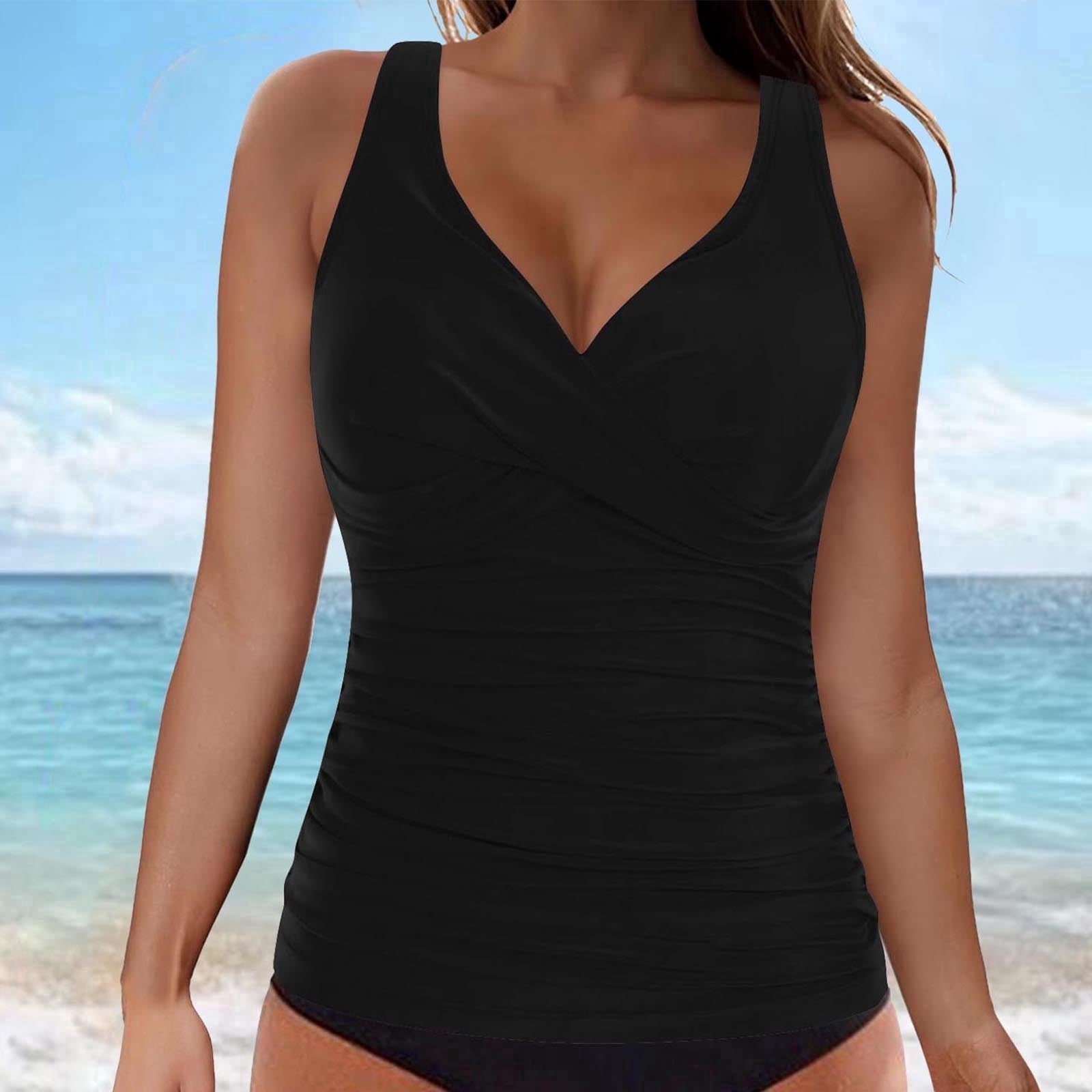 Jamicy Tankini Tops for Women Sleeveless No Underwire Tankini Top Twist ...