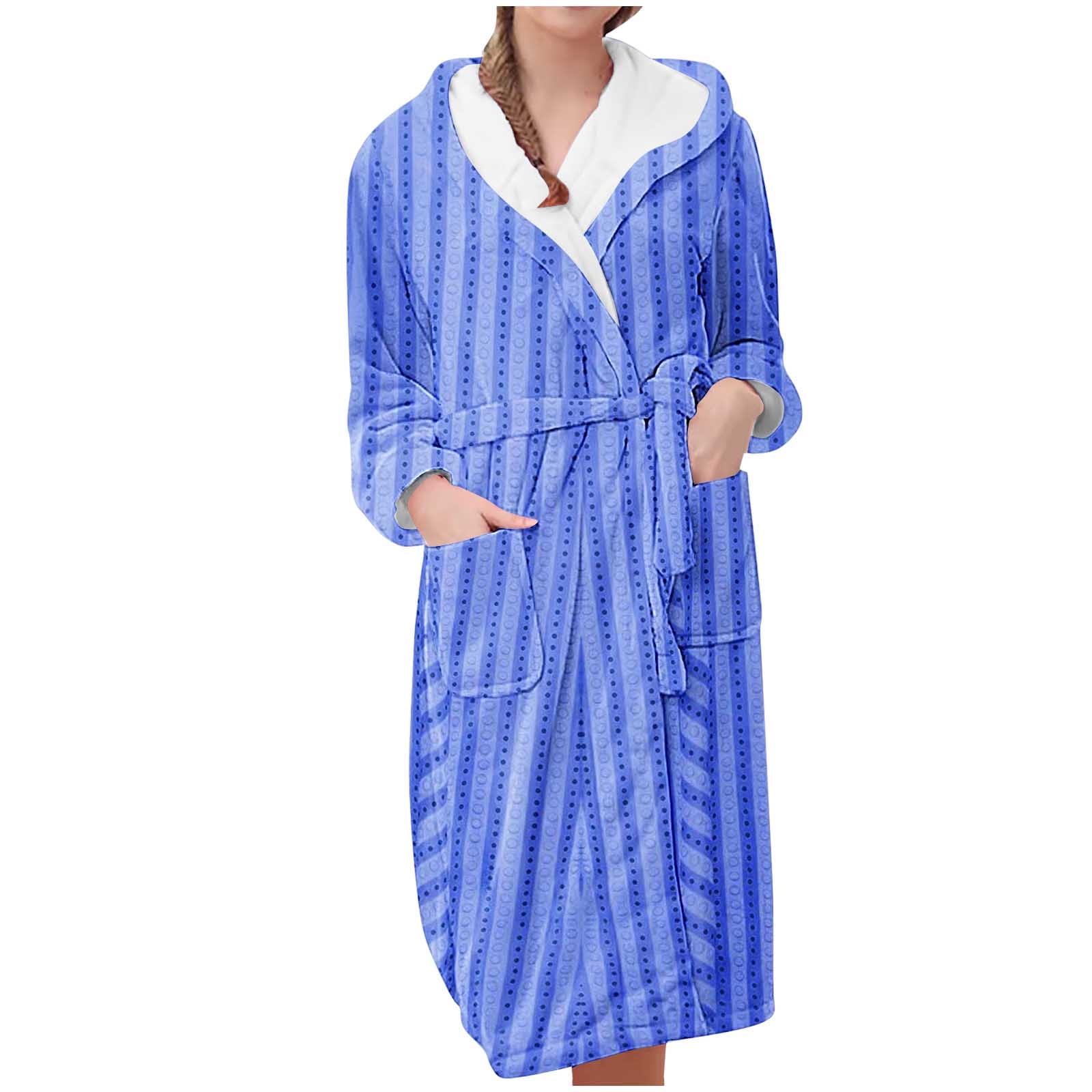 Jamicy Terry Cloth Robes for Women Robes for Women Flannel Long Sleeve ...