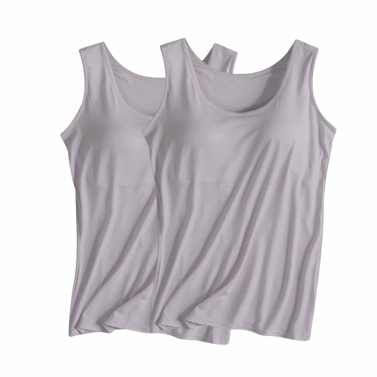 Jamicy Women Sleepwear Tank Tops 2pc Womens Modal Built-In Bra Padded ...