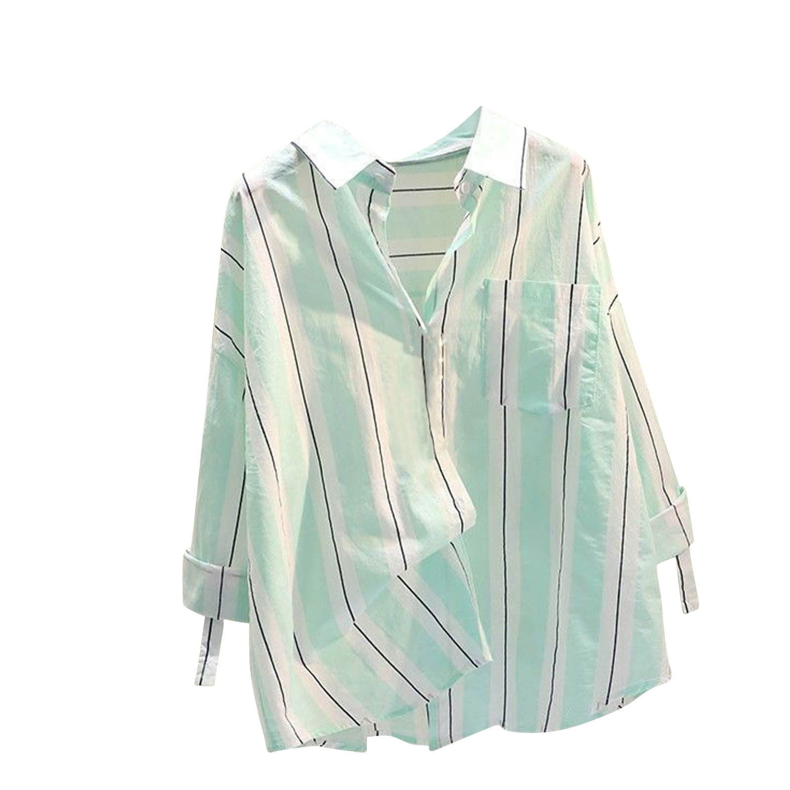 Jamicy Womens Shirts Long Sleeve Gift for Women Plus Size Loose Lapel ...