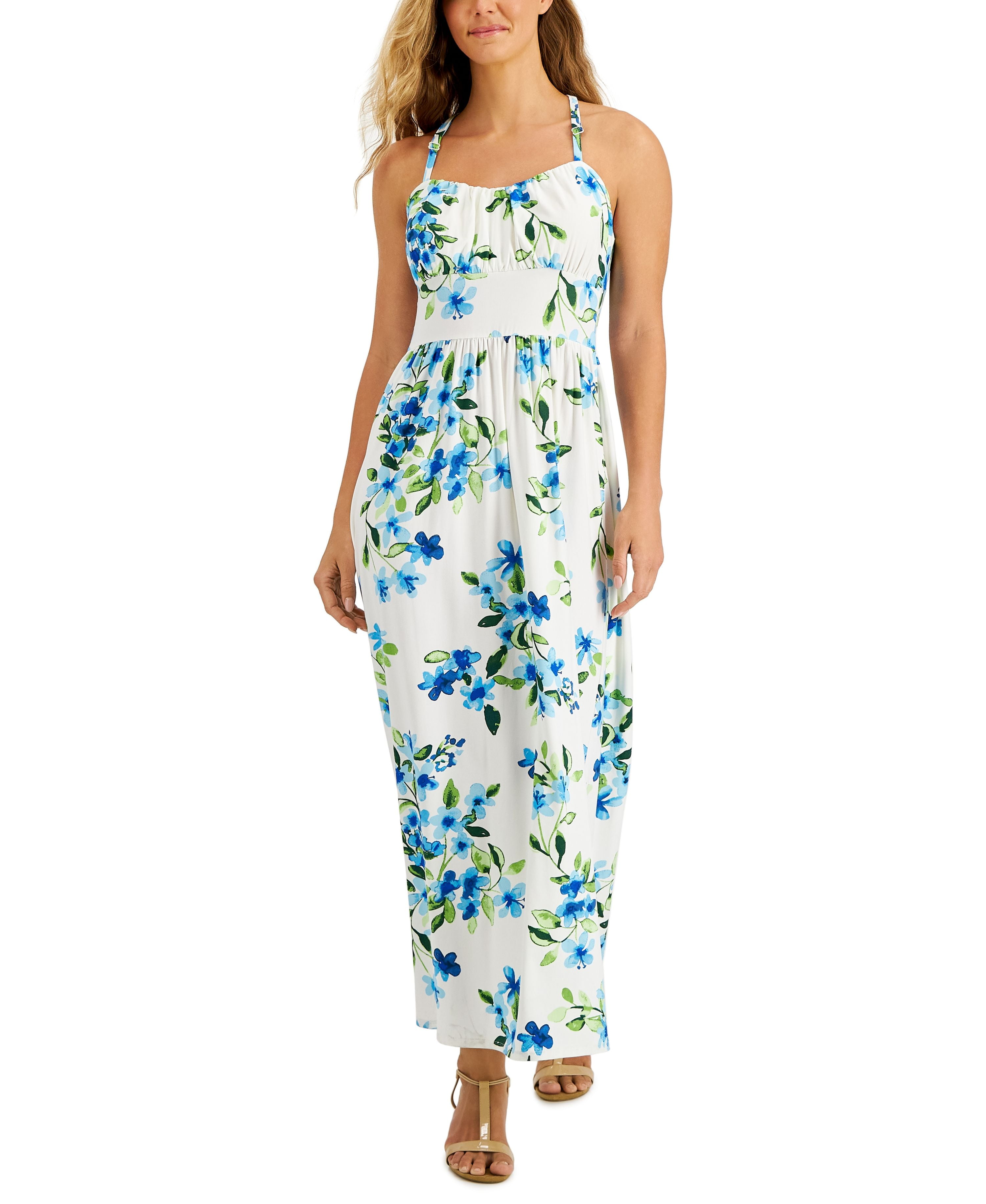 Jamie Layla Petite Floral Print Empire Maxi Dress Egret PM - Walmart.com