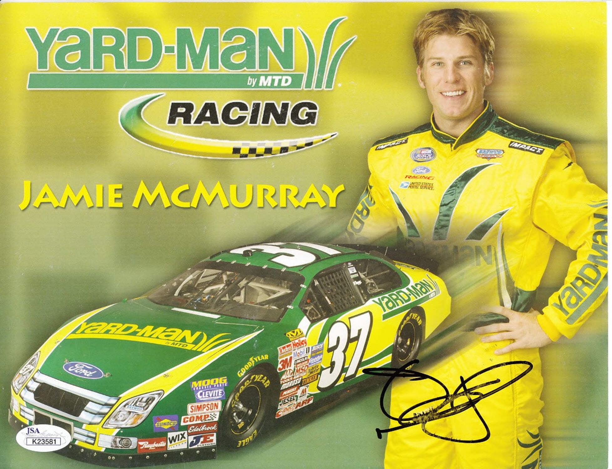 Jamie McMurray autographed Yard-Man Racing NASCAR photo card (JSA ...