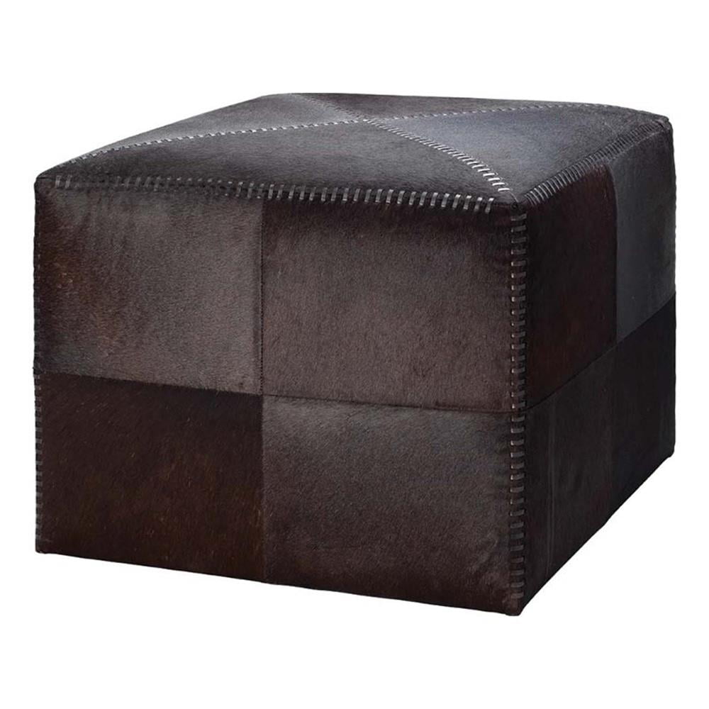 Jamie Young Co 18" Upholstered Traditional Leather Ottoman in Espresso ...