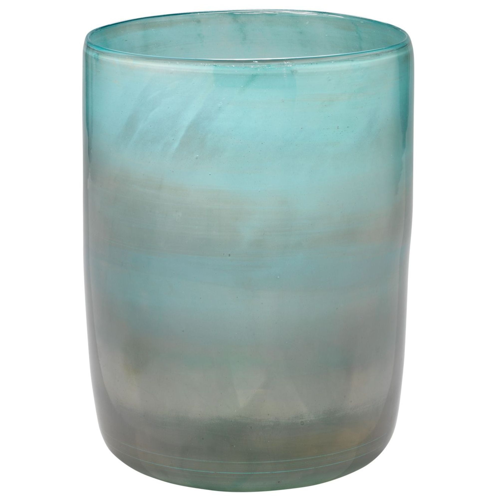 Jamie Young Co Medium Contemporary Glass Vapor Vase in Metallic Aqua ...