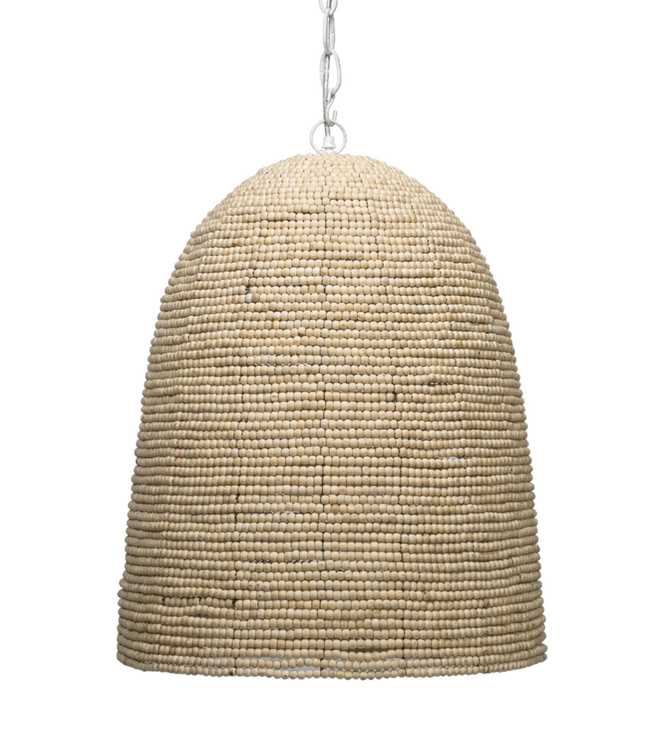 Jamie Young Co Waterfront Coastal Iron Mango Wood Pendant in White ...