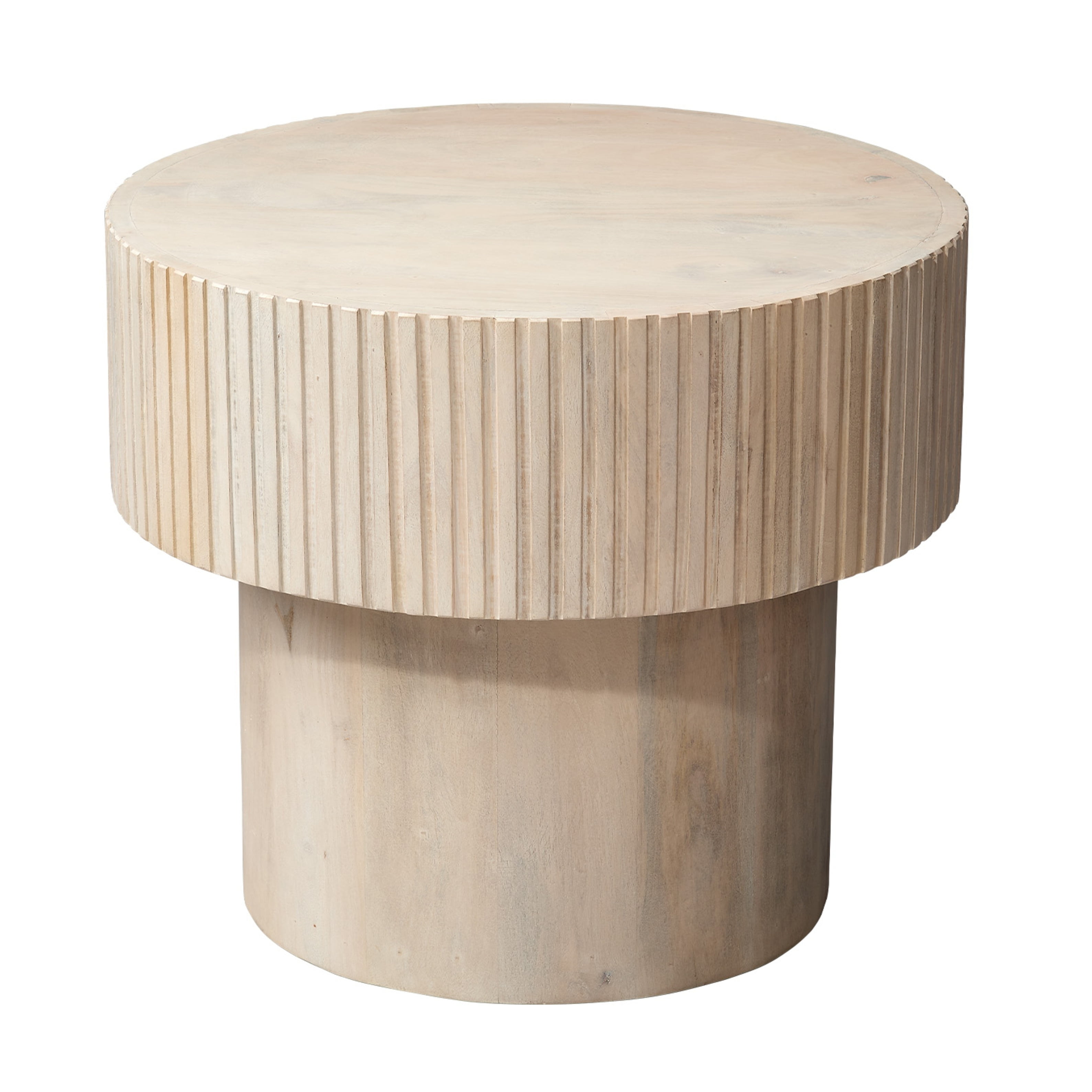 Jamie Young Notch Mango Wood Round Side Table White Bleach - Walmart.com