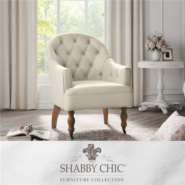Jamiyah Accent Chair Cream White Linen Upholstered Curved Back ...