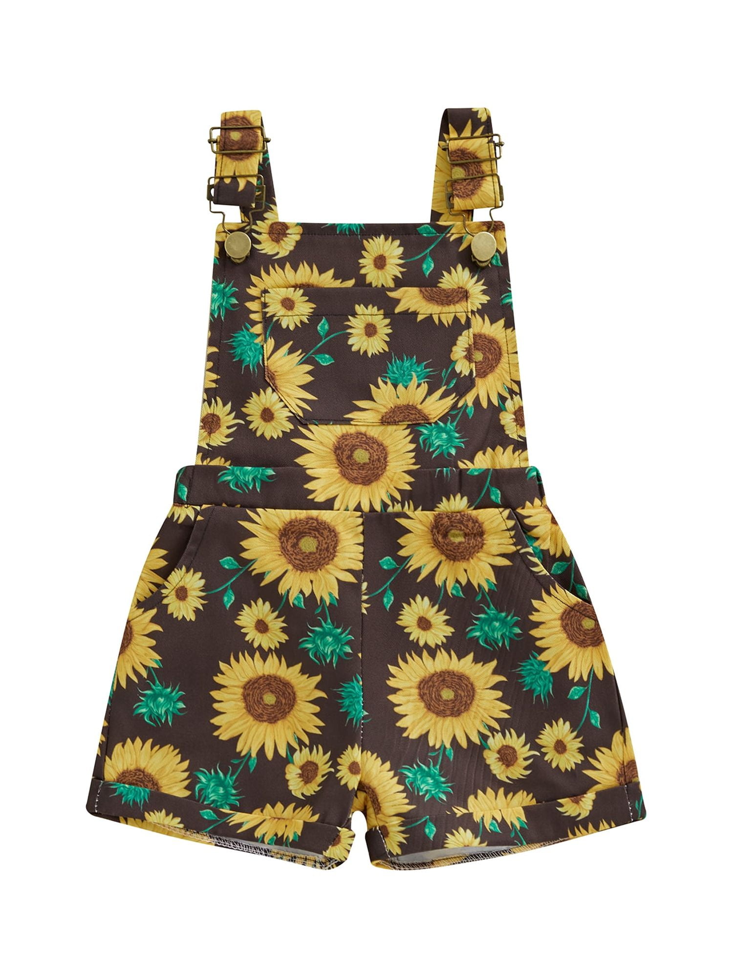 Jamlynbo Baby Girl Summer Clothes Sunflower Print Overalls Sleeveless ...