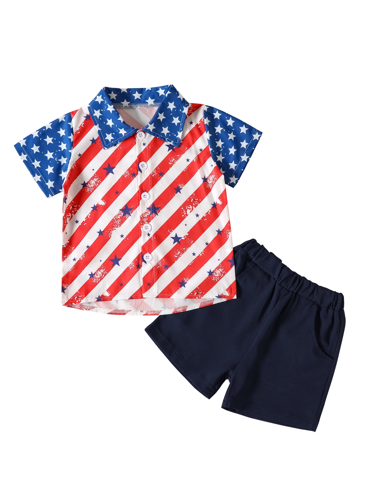 Jamlynbo Toddler Baby Boy 4th of July Outfit Short Sleeve Stars Stripes ...