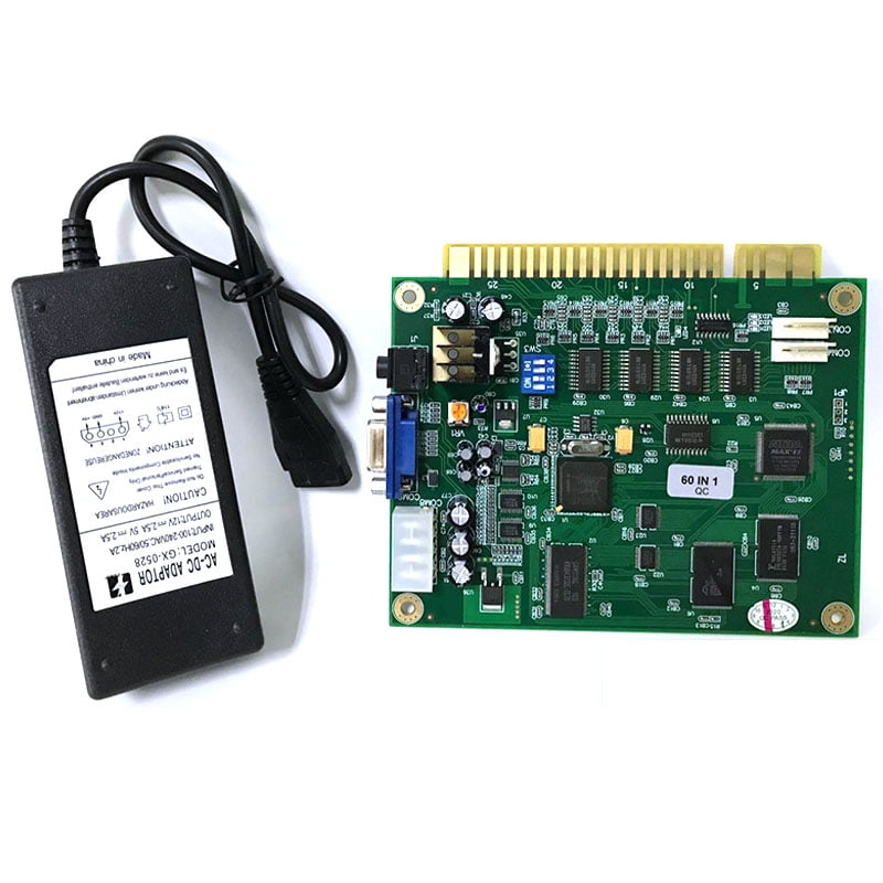 Jamma 60 in 1 Classical Game PCB with 12V/5V-2.5A power adapter for Tracking Ball Cocktail ...