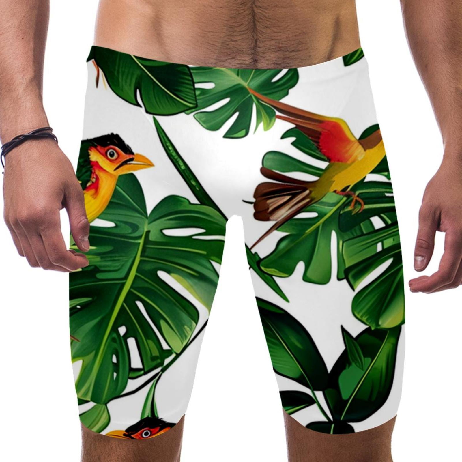 Jammers for Men, Men's Athletic Swimwear Briefs, Modern Tropical Plant ...
