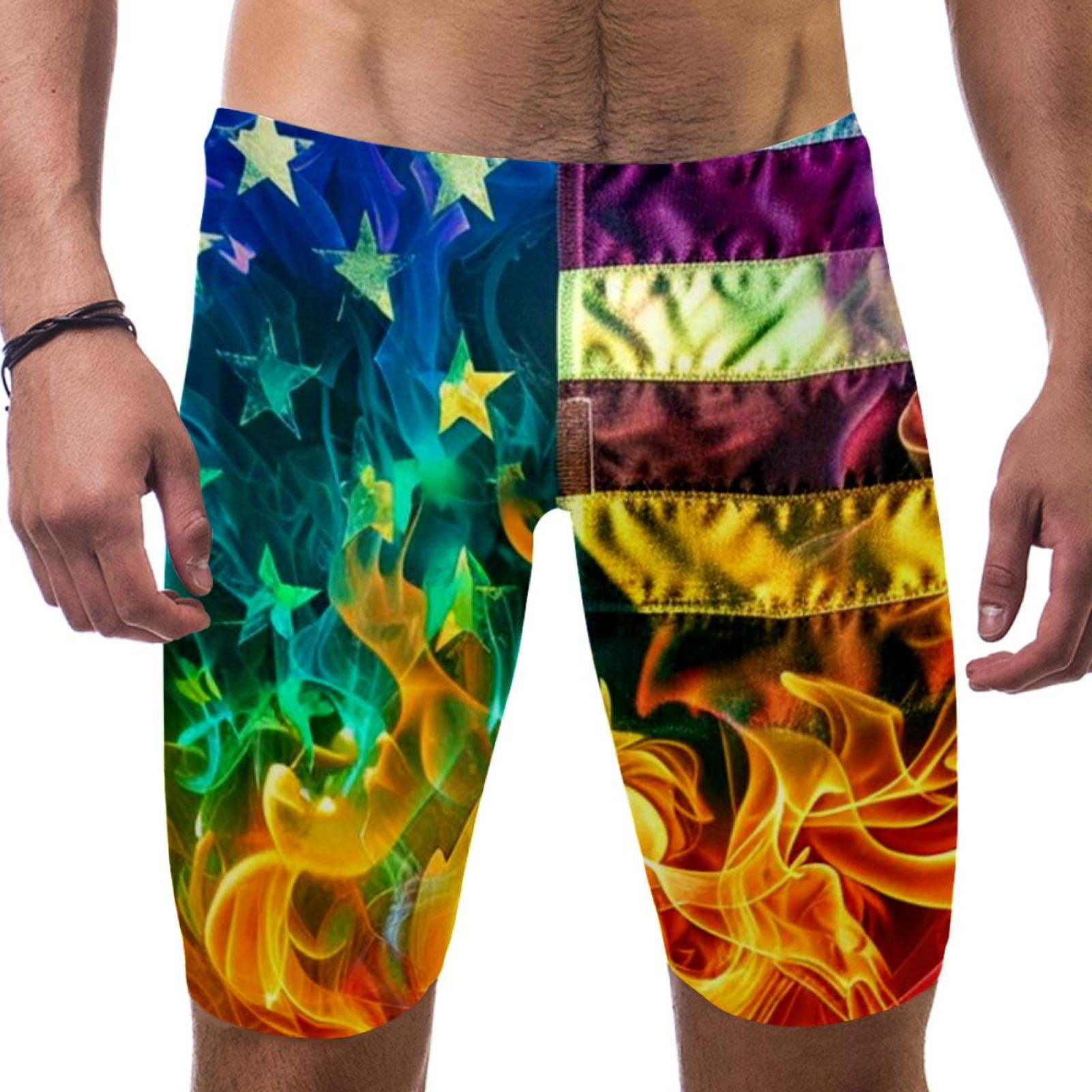 Jammers For Men Mens Athletic Swimwear Jammers Rainbow Peace Pride