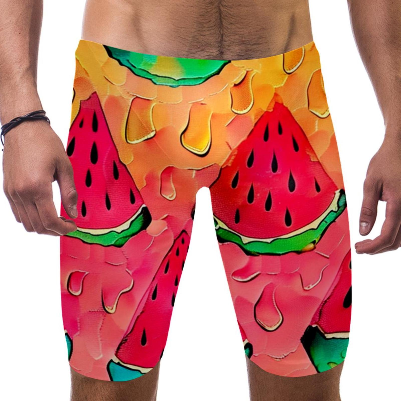 Jammers For Men Mens Swim Briefs Fruit Watermelon Red Watercolor