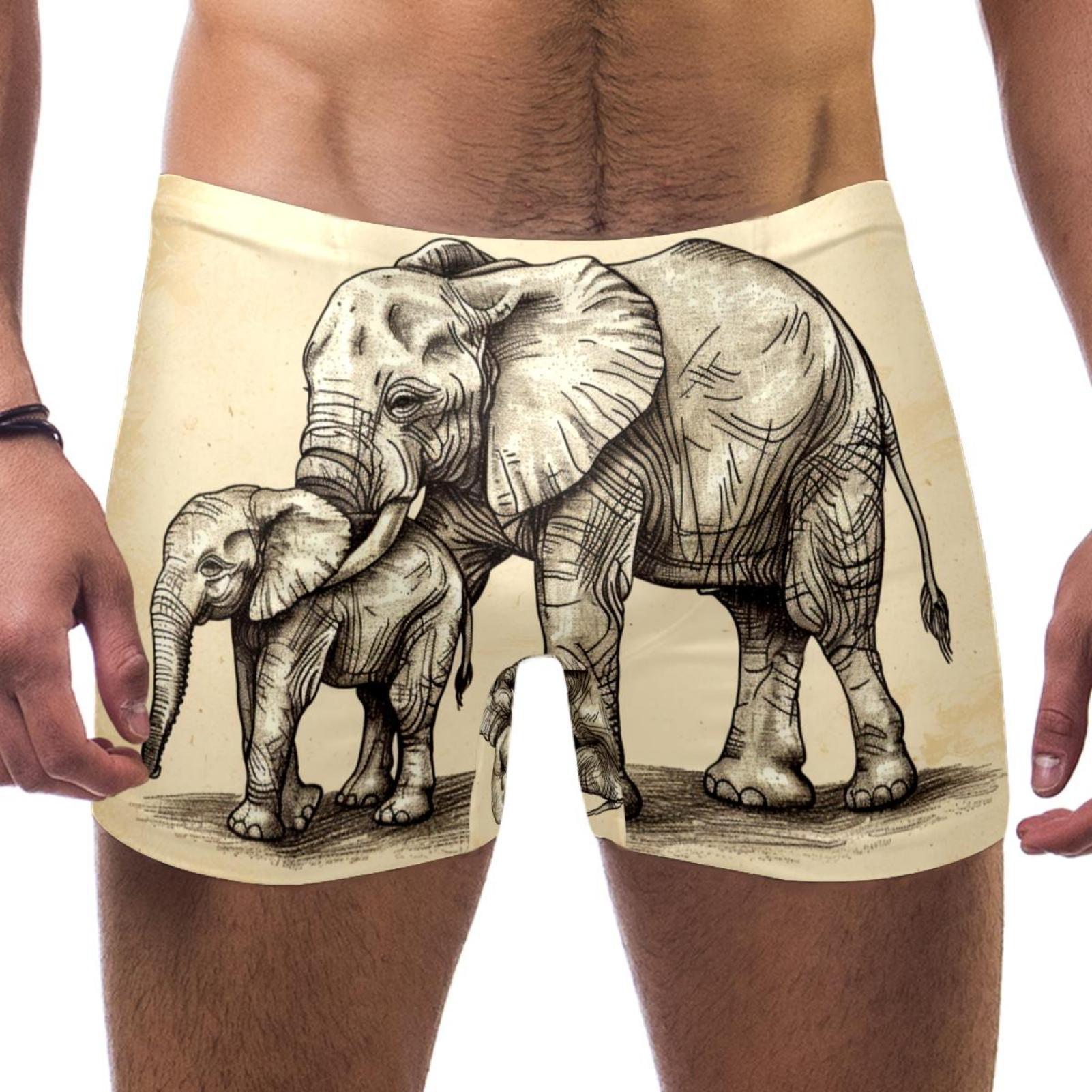 Jammers for Men, Mens Jammers for Swimming, Painting Elephant Mother ...