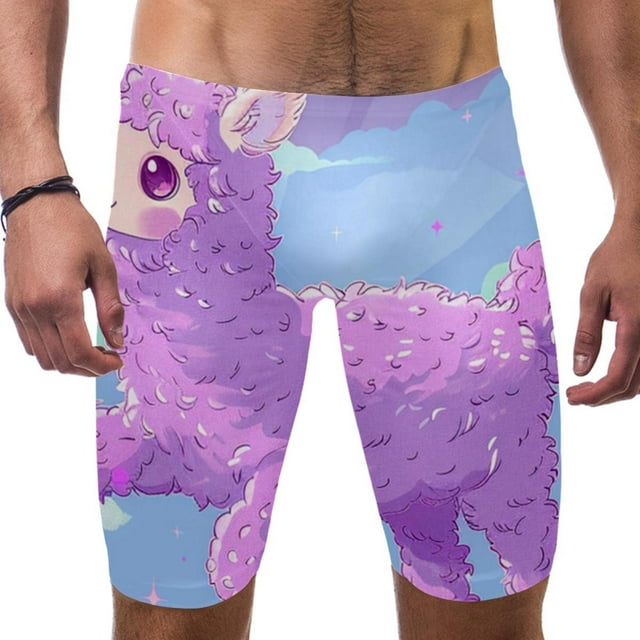 Jammers for Men, Mens Swim Jammers, Llama Animal Rainbow Alpaca Kawaii ...