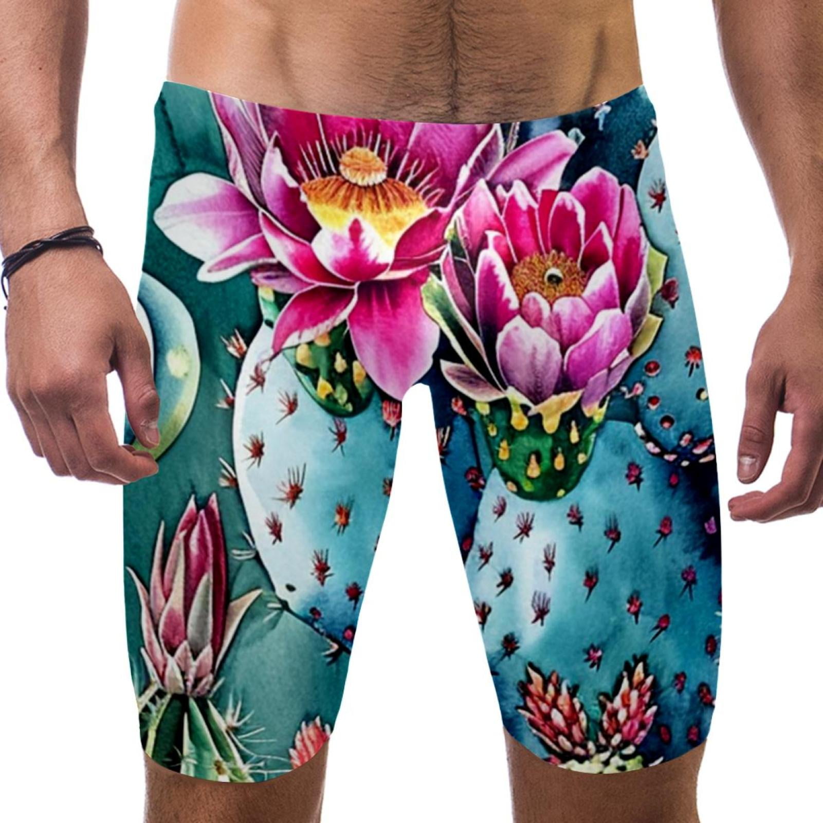 Jammers for Men, Mens Swim Jammers, Mexican Style Cactus Flower ...