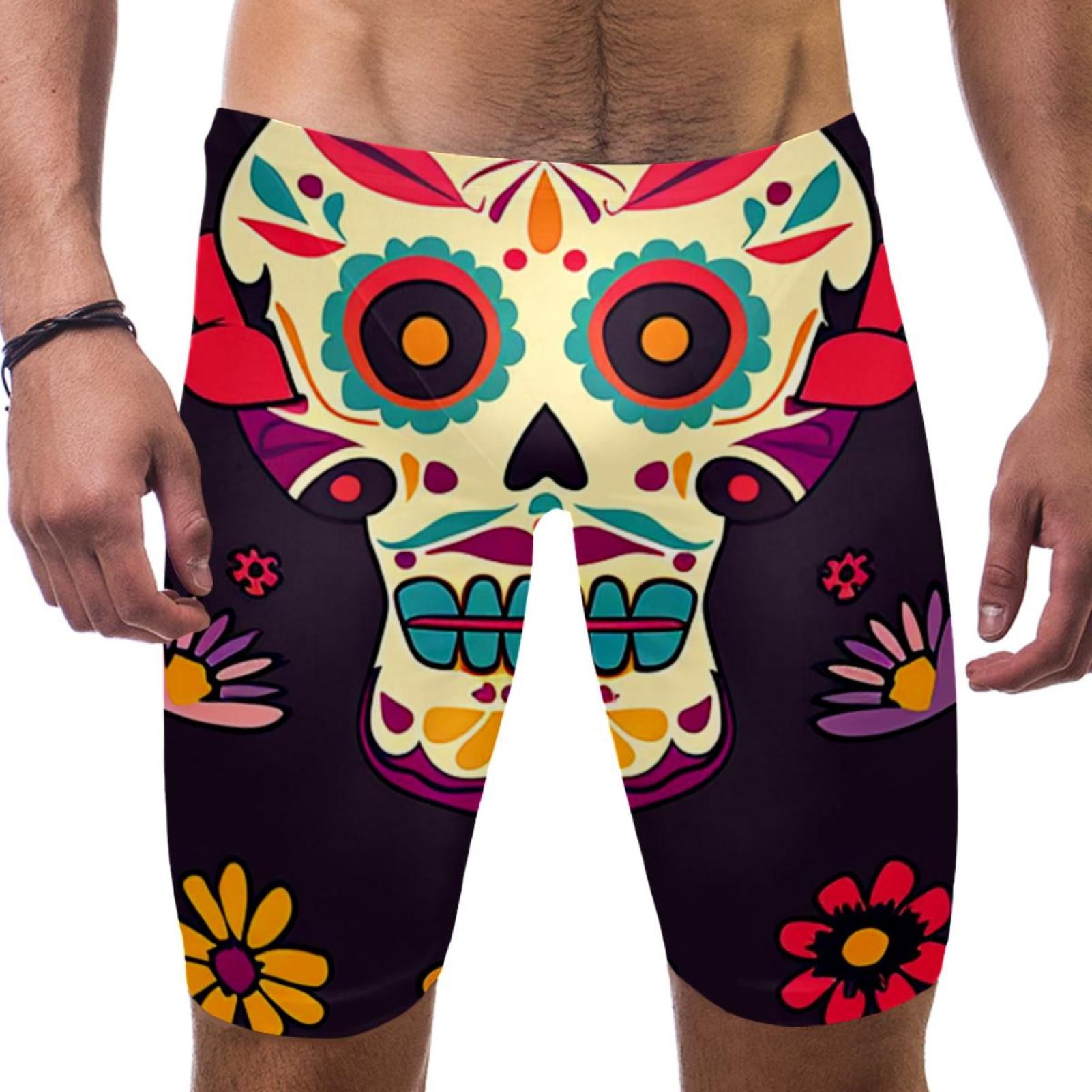 Jammers For Men Swim Briefs For Men Mexican Vintage Flower Sugar Skull