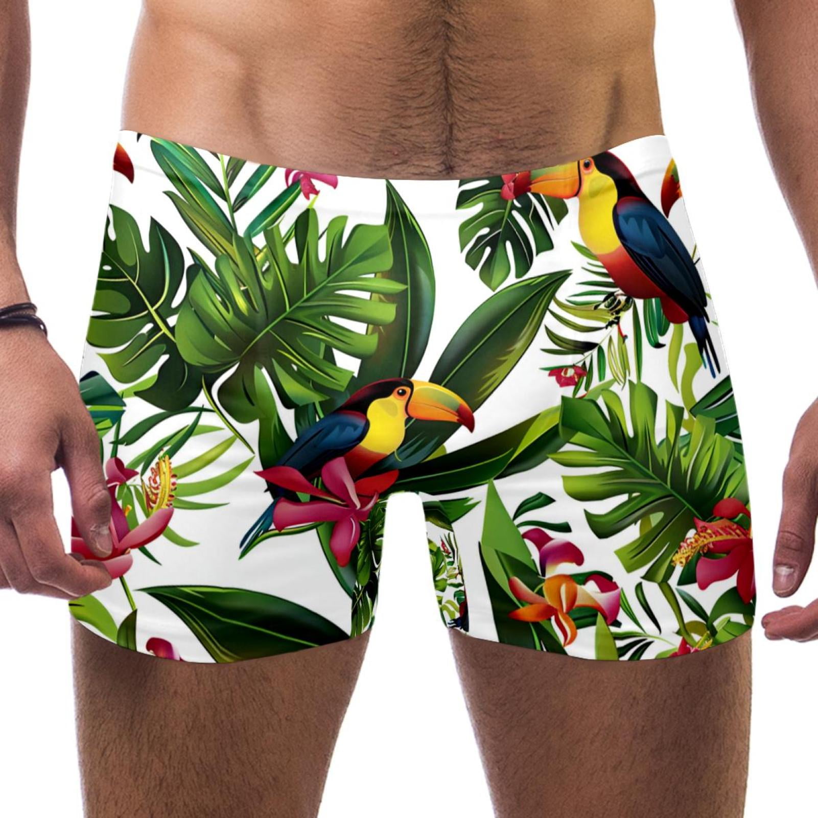 Jammers For Men Swim Briefs For Men Modern Tropical Plant Bird Flower