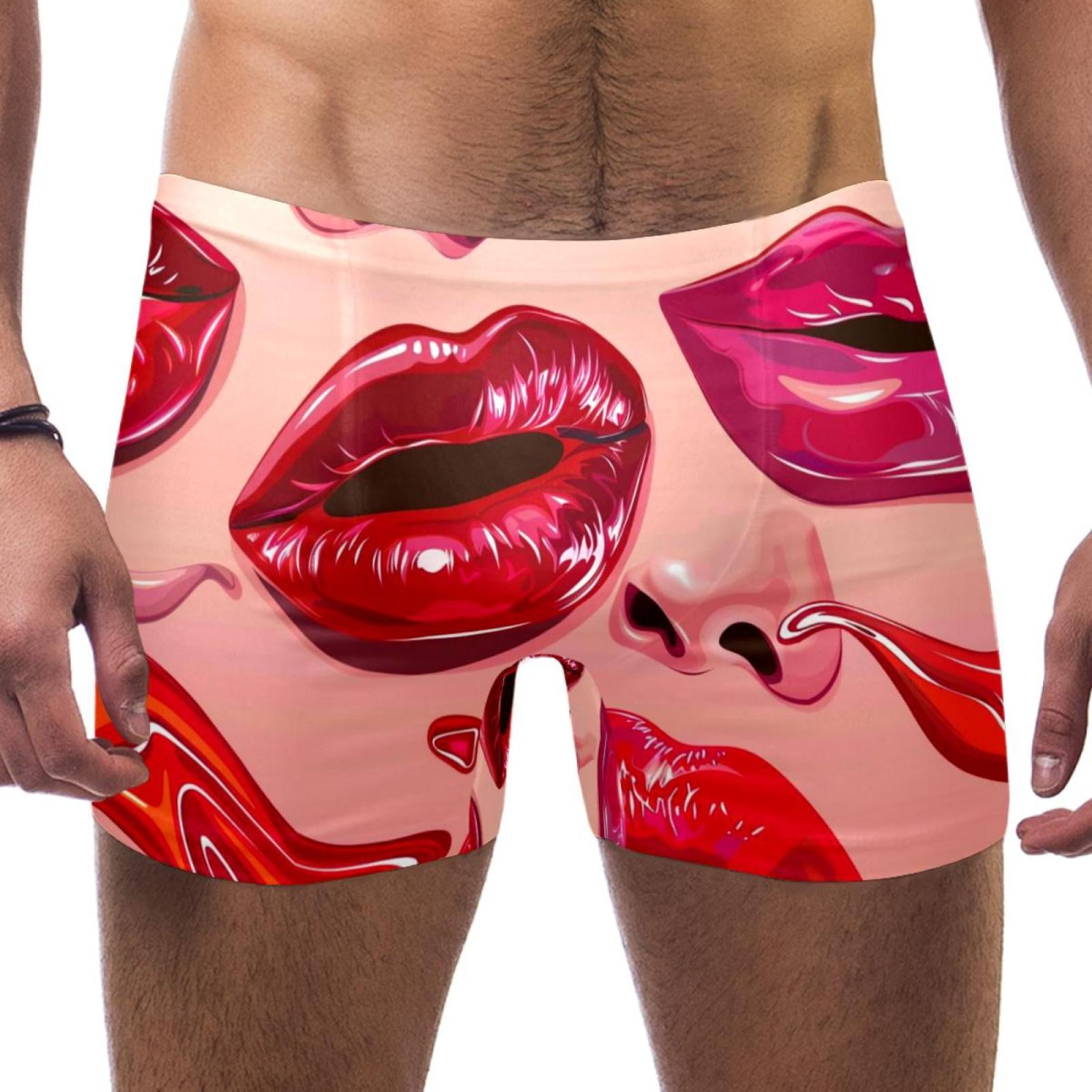 Jammers For Men Swim Briefs For Men Red Cartoon Lip Pattern