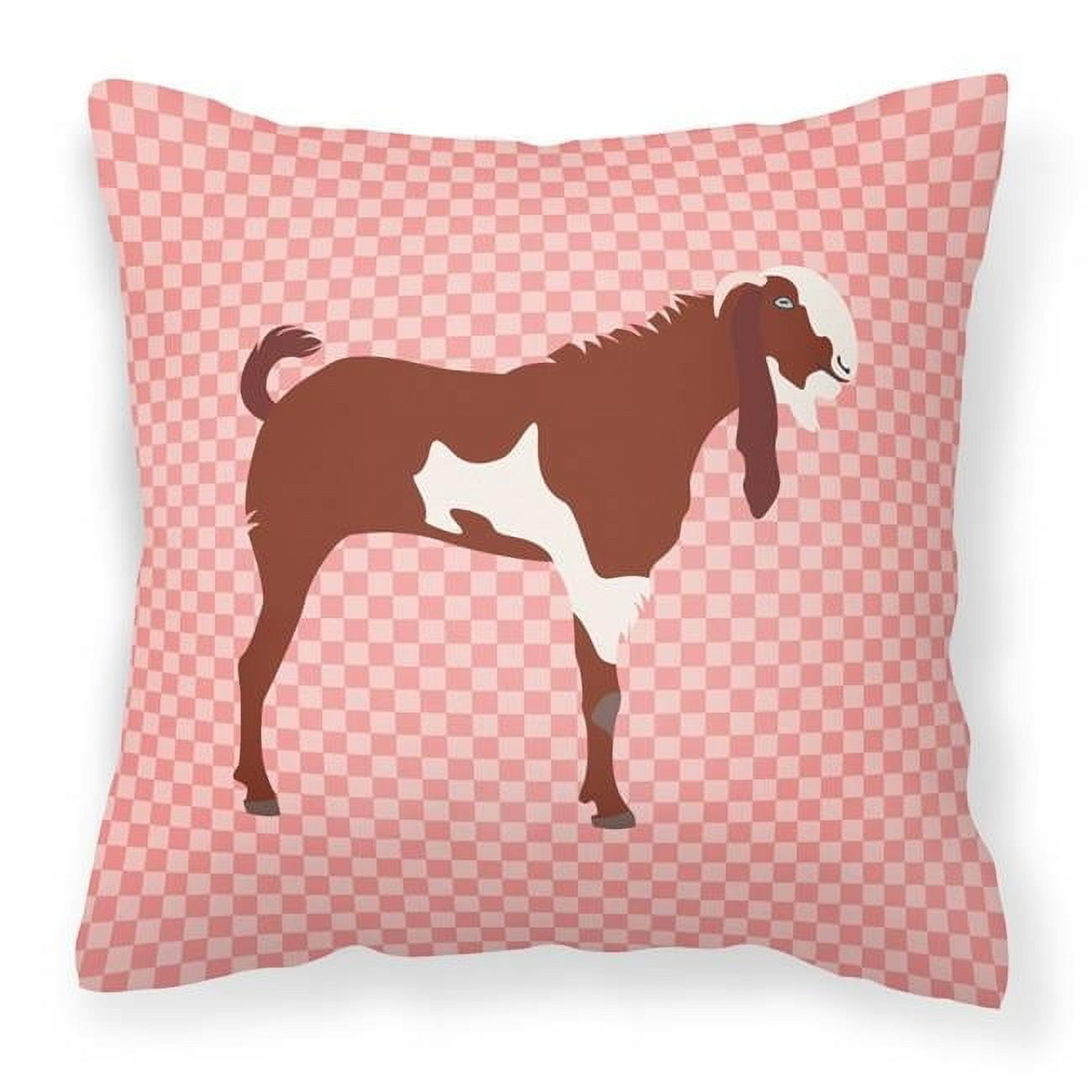 Jamnapari Goat Pink Check Fabric Decorative Pillow - 18 x 18 in ...