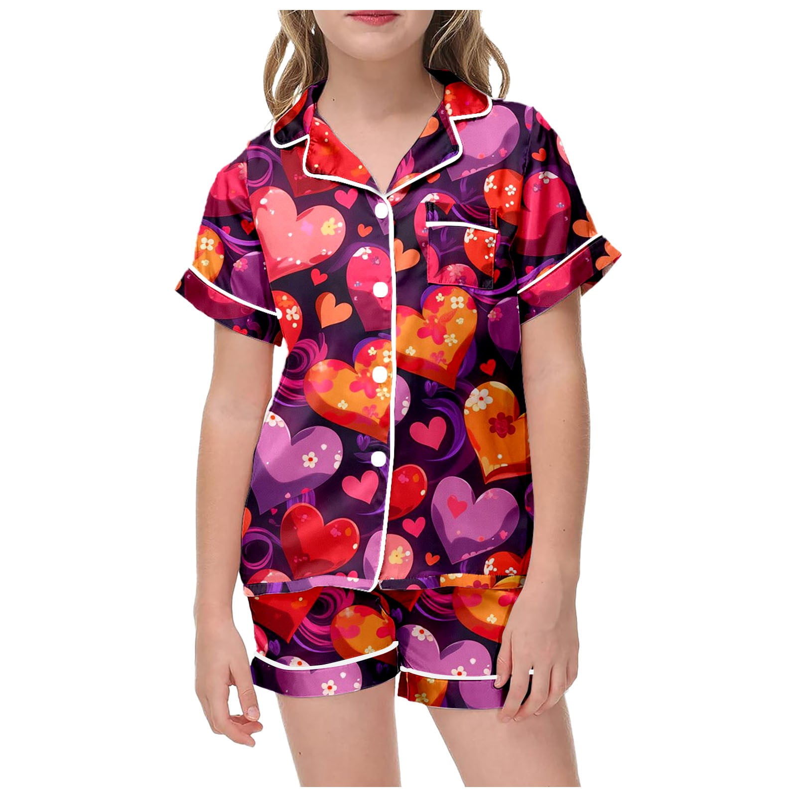 Jamsmile Kids Girls Pajama Sets Valentine's Day Print Short Sleeve ...