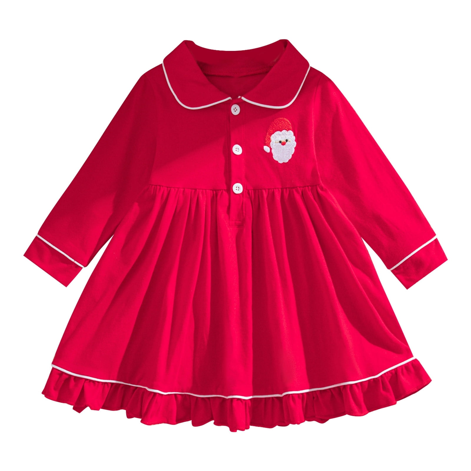 Jamsmile Toddler Girls Dress Christmas Embroidery Santa Claus Dress ...