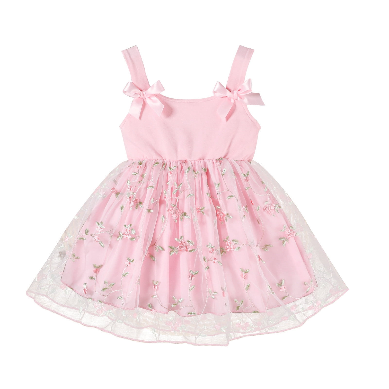 Jamsmile Toddler Girls Dress Strap Sleeveless Bowknot Floral Dance ...