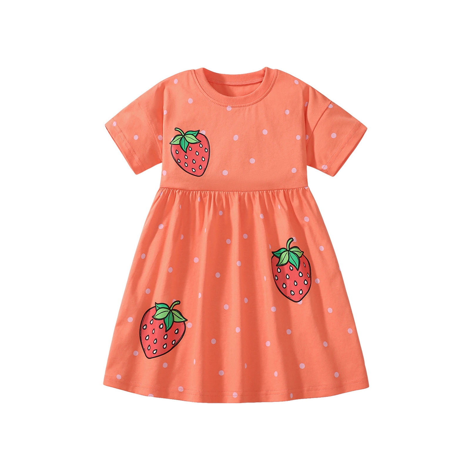 Jamsmile Toddler Girls Dress Summer strawberry print Short Sleeve ...