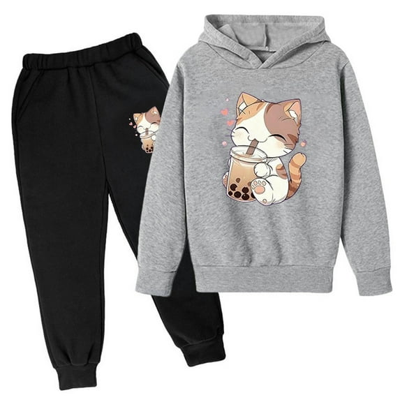 Jamsmile Toddler Girls Outfits Sets Cartoon Cat Print Hoodies With ...