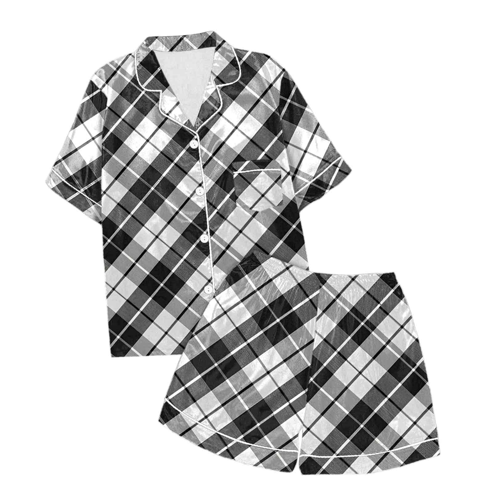 Jamsmile Toddler Girls Pajamas Black Plaid Print Short Sleeve Tops ...